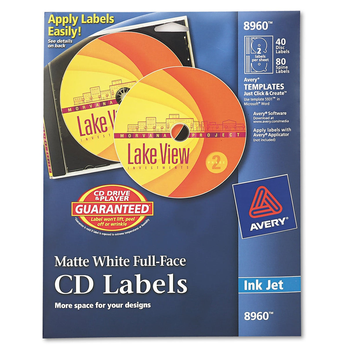 Avery CD Labels, Print to The Edge, Permanent Adhesive, Matte, 40 Disc ...