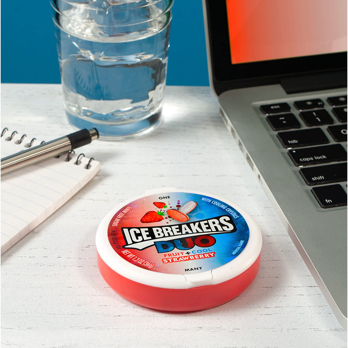 ICE BREAKERS DUO Strawberry Flavored Fruit + Cool, Sugar Free Sugar Fr ...