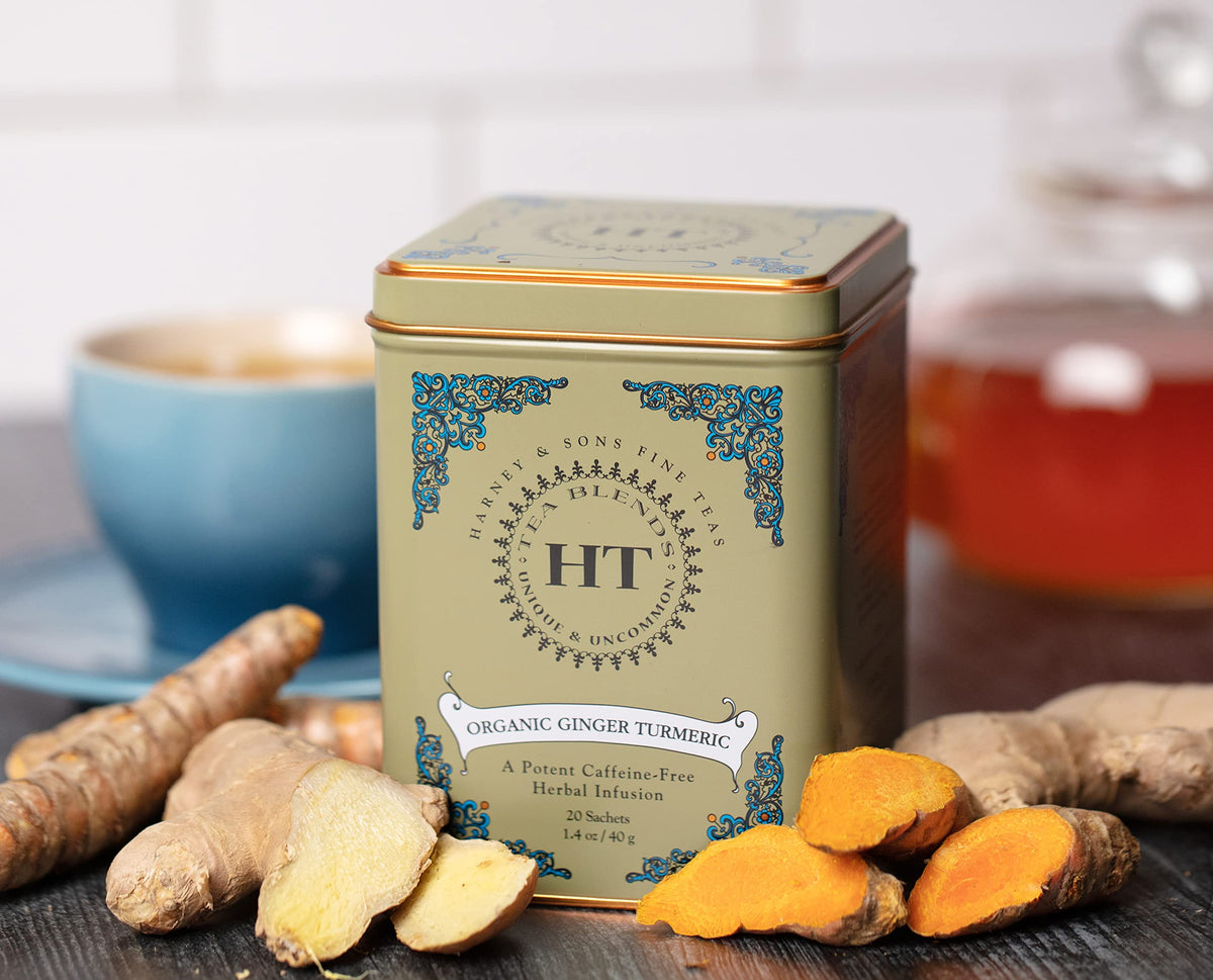 Harney & Sons HT Organic Ginger Turmeric Tea, 20 Sachets of Soothing G ...